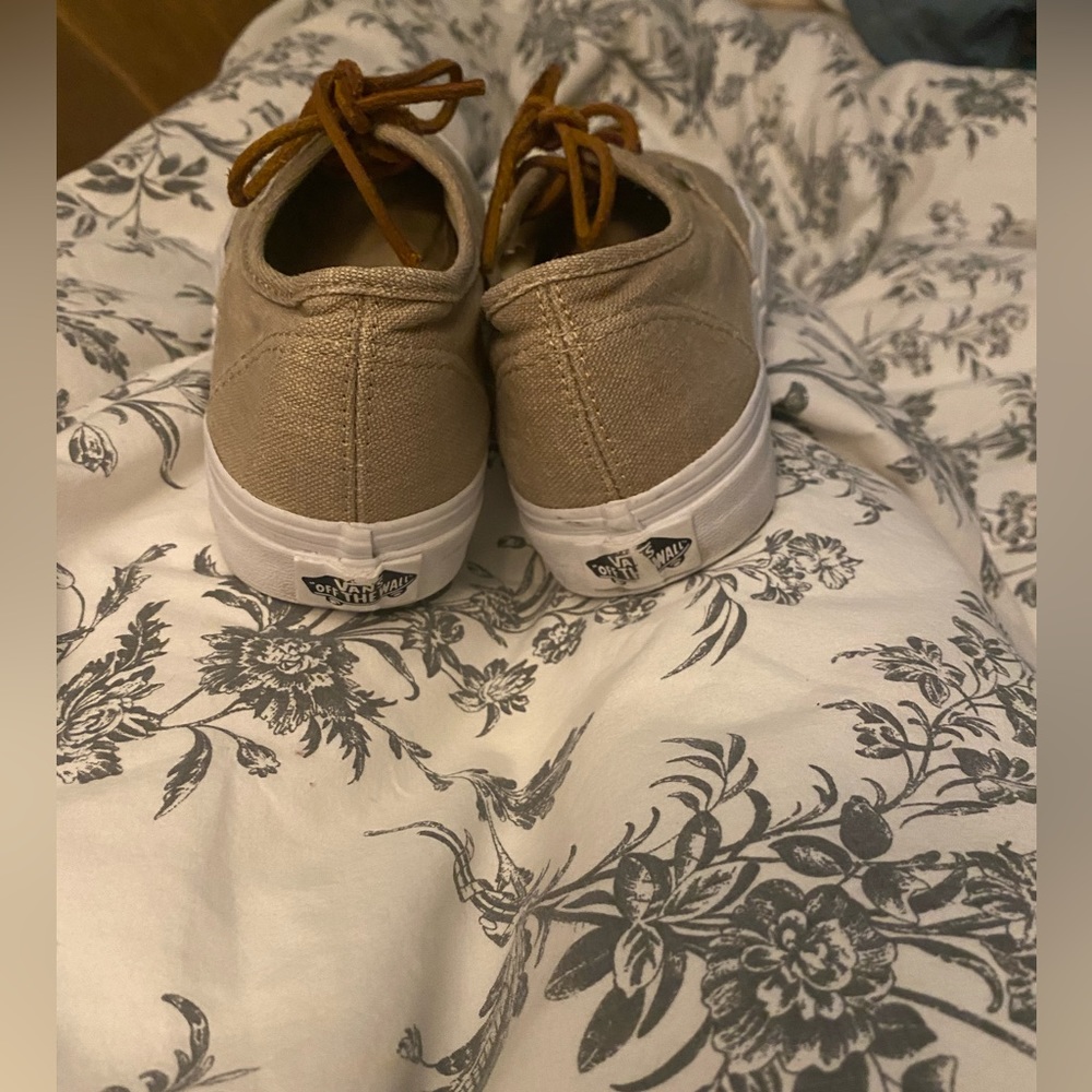 Vans Authentic Shoe Washed Tan Canvas Slim Sneaker Wi… - Gem